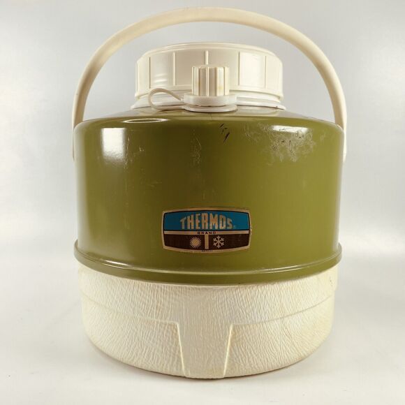 Dining | Vintage Thermos Brand Picnic Jug Green White Round 1 Gallon ...